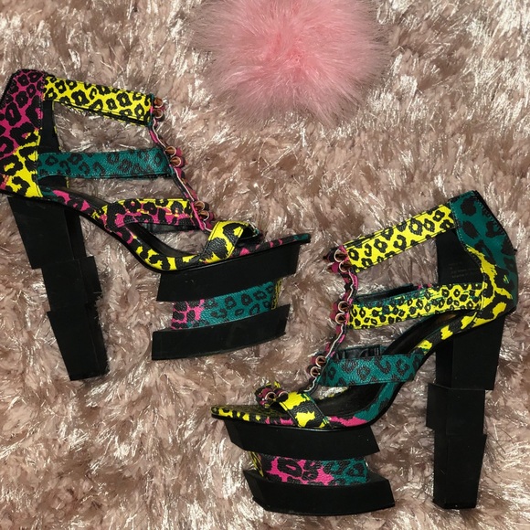 Privileged | Shoes | Wals Strappy Multiombr Leopard Platform Heel ...